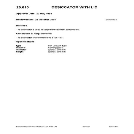 Desiccator with lid | PDF