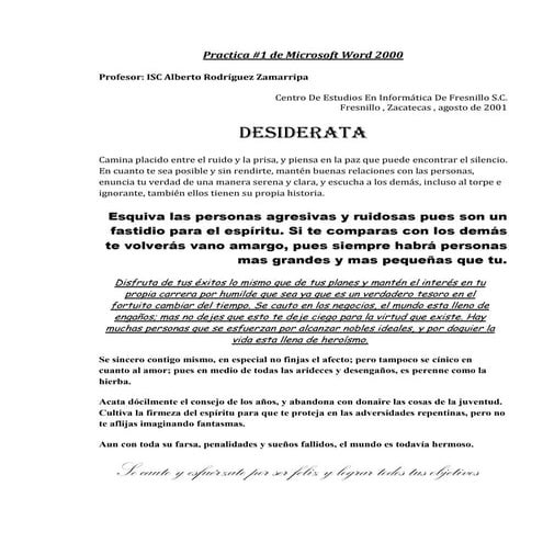 Desiderata | DOCX