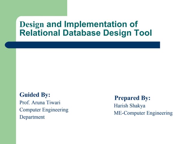 Design And Implementation Of Relational Database Design Tool Ppt 0081