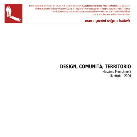 Design, Comunità, Territorio (18/10/2006 @ Politecnico di Milano) | ODP