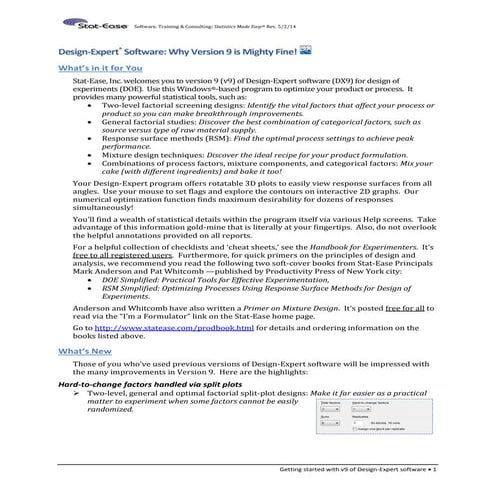 Design expert 9 tutorials 2015 | PDF