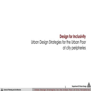Design for Inclusivity: Urban Design Strategies for the Urban Poor at ...
