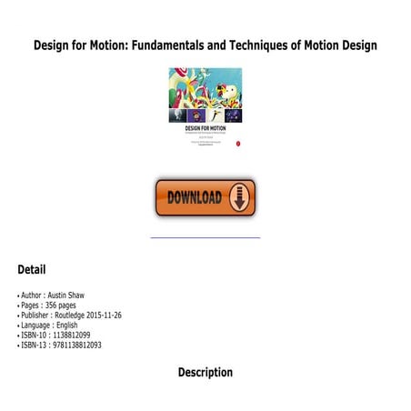 Design for Motion: Fundamentals and Techniques of Motion Design | PDF