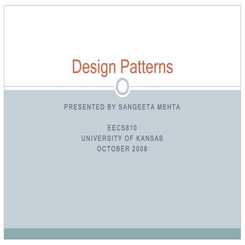 Software Design Patterns Lecutre (Intro) | PPT