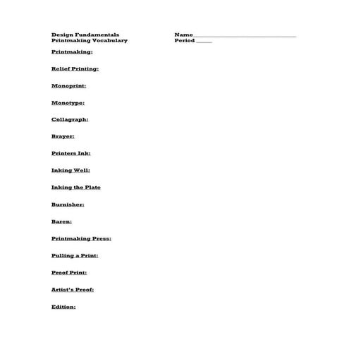 Design Printing Vocabulary | DOC