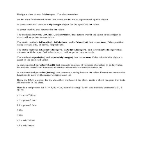 Design a class named MyInteger- The class contains- An int data field.pdf