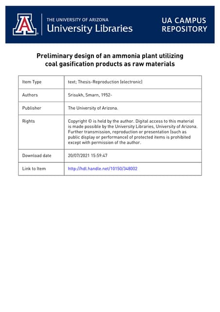 Ammonia plant flowsheets | PDF