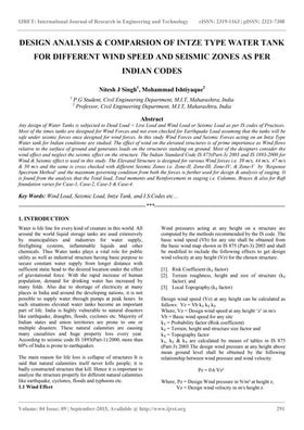 Analysis and Design of Elevated Intez Water Tank based on Normal Frame ...