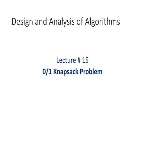 Design And Analysis Of Algorithms Lecture 15 Ppt