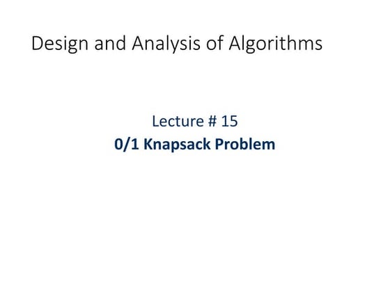 Greedy Algorithm Knapsack Problem Ppt