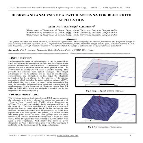 Performance Analysis of microstrip antenna and its array for 2.4ghz application | PDF