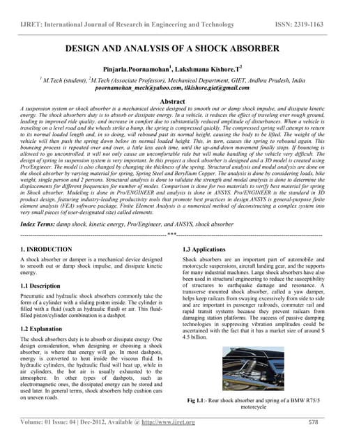IRJET- Design, Analysis and Optimisation of Shock Absorber | PDF