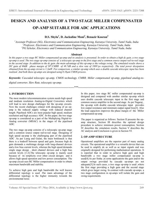 Design and Implementation of Two Stage Operational Amplifier | PDF