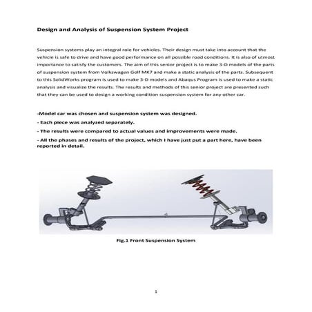Design and Analysis of Suspension System Project | PDF