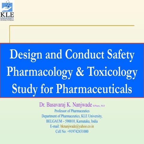 Design And Conduct Safety Pharmacology And Toxicology Study For ...