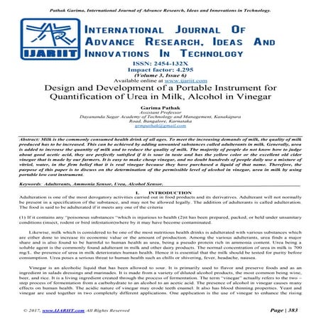 Detection of added urea in milk | PDF