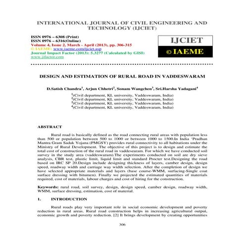 Design and estimation of rural road in vaddeswaram | PDF | Agriculture ...