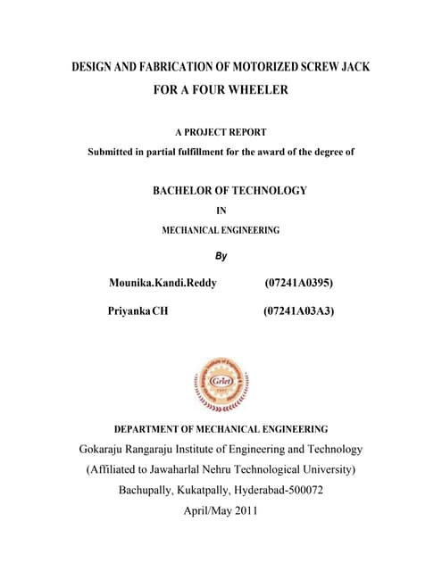 Final Year Project Report Sample for Engineers - IIT and State ...