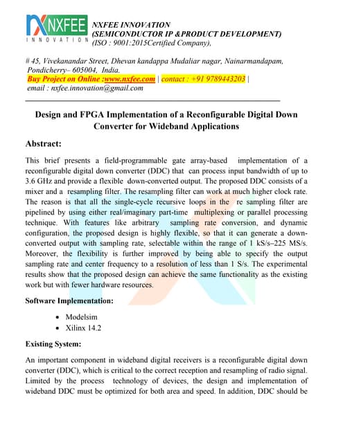 Design And Fpga Implementation Of A Reconfigurable Digital Down Converter For Wideband