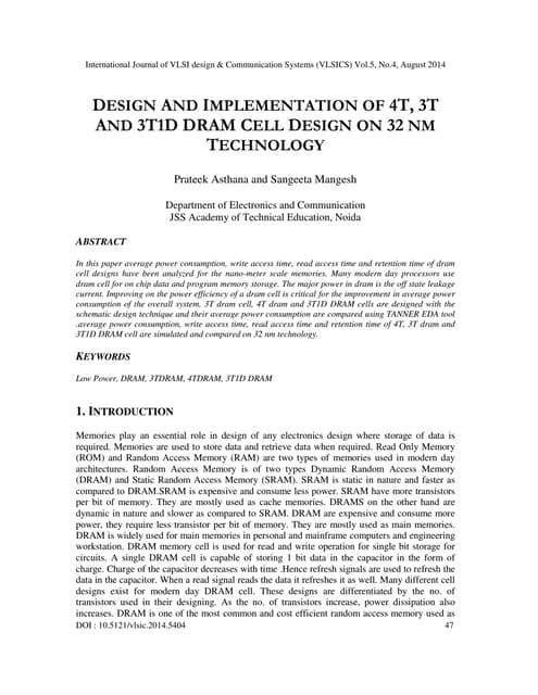Time and Low Power Operation Using Embedded Dram to Gain Cell Data Retention | PDF