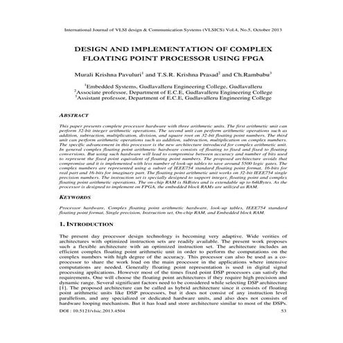 Design And Implementation Of Complex Floating Point Processor Using 3239