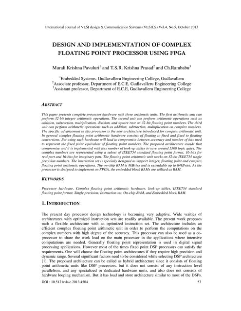 Design And Implementation Of Complex Floating Point Processor Using 3239