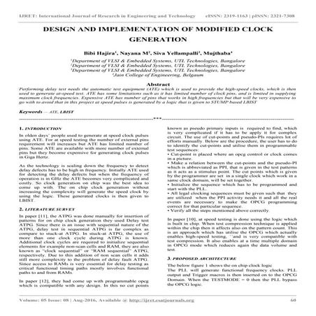 Design and implementation of modified clock generation | DOC