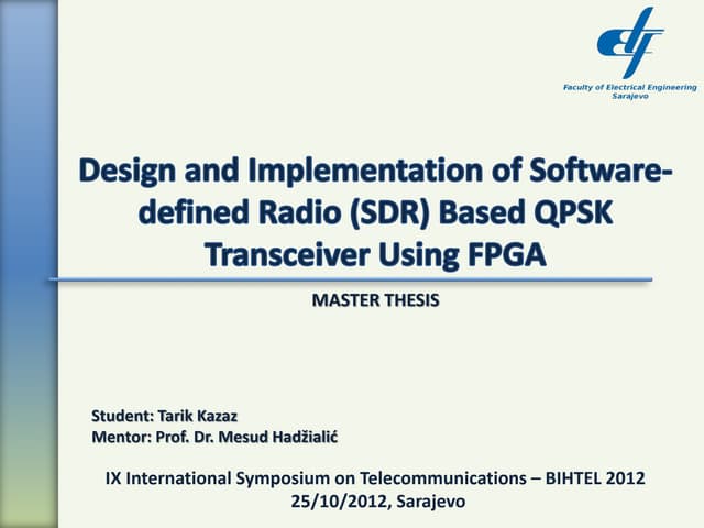 Design And Implementation Of Sdr Based Qpsk Transceiver Using Fpga