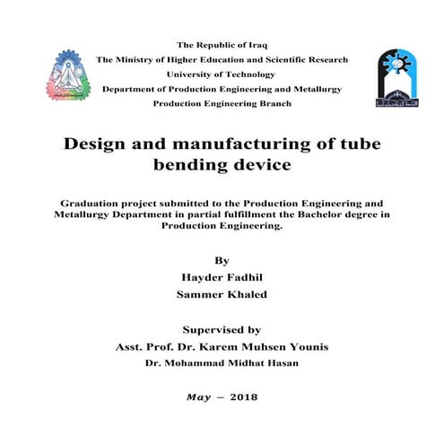 Design and manufacturing of tube bending device | PDF