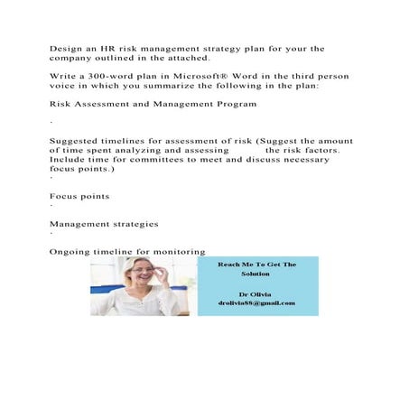Design an HR risk management strategy plan for your the company outl.docx