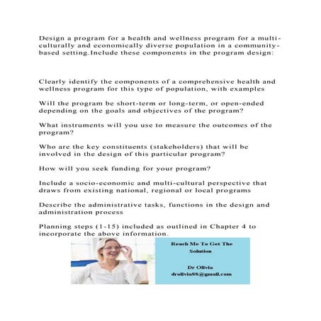 Design a program for a health and wellness program for a multi-cultu.docx