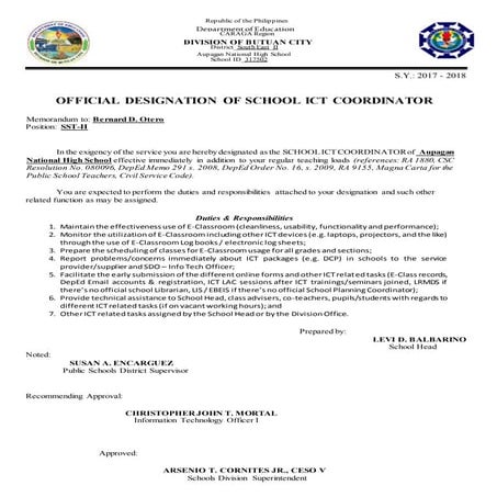 Designation Ict Coordinator 2017 Docx