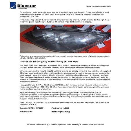 Design auto lamp with mould dimension | DOC