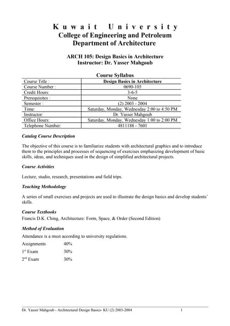 Introduction to Architectural Design 1 - Module 1B | PPTX