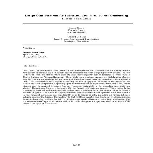 Design consideration for pc boilers illinois basin coals | PDF