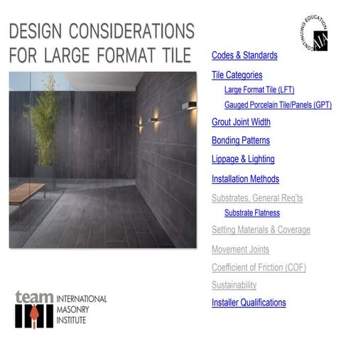Design Considerations for Large Format Tile | PPT