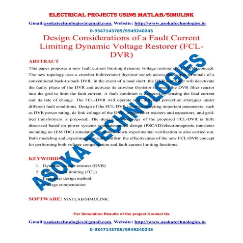 Design Considerations Of A Fault Current Limiting Dynamic Voltage