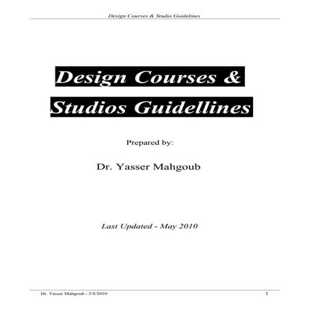 Design Courses & Studios Guidelines - Yasser Mahgoub | DOC