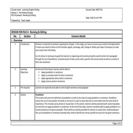 Design Document for Learning English Writing | PDF | Homework and Study ...