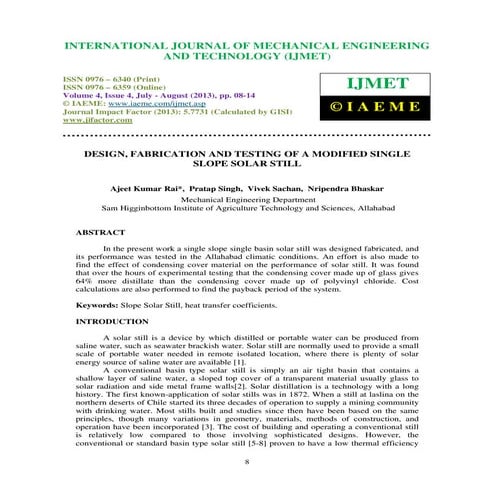Portable Solar Desalination Plant