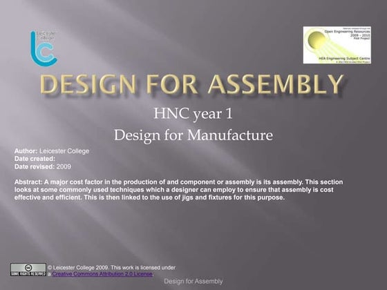 DFMA design for manufacturing and assembly | PPT