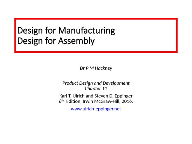 Design for manufacturing and assembly | PDF