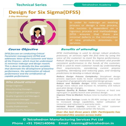 Design for Six Sigma (DFSS) Workshop by Tetrahedron | PDF