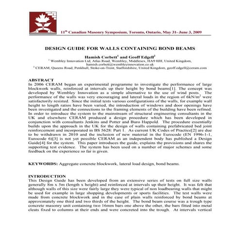 Design guide for walls containing bond beams | PDF | Civil Engineering ...