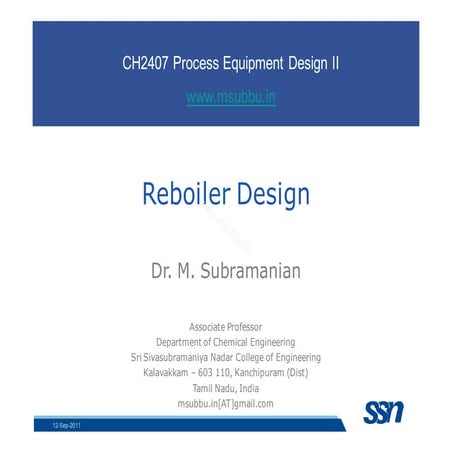 design lecture heat exchanger reboiler type | PDF