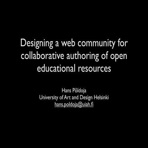 Designing a web community for collaborative authoring of open ...