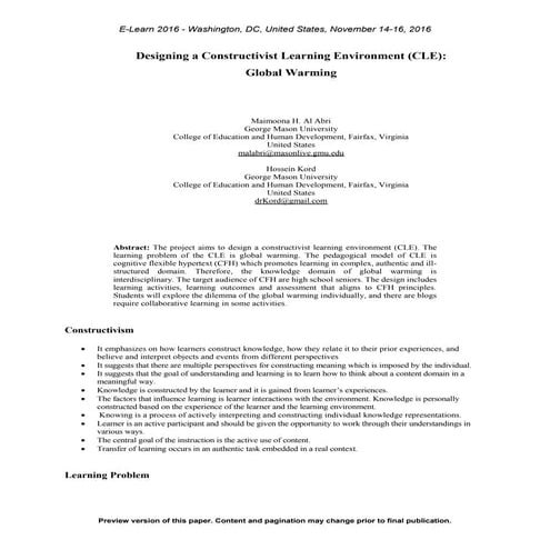 Designing a constructivist learning environment | PDF