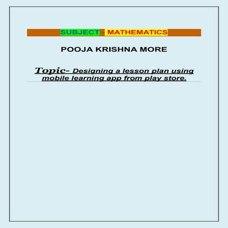 Designing A Lesson Plan Using Mobile Learning App From Play Store Pdf