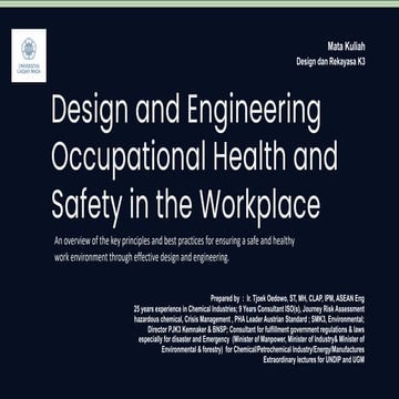 Designing and Engineering Occupational Health and Safety in the ...