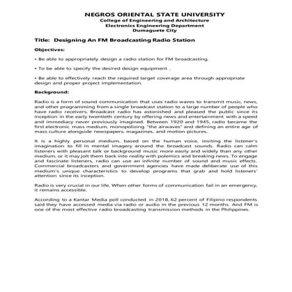 Designing an FM Broadcasting Radio Station | DOCX